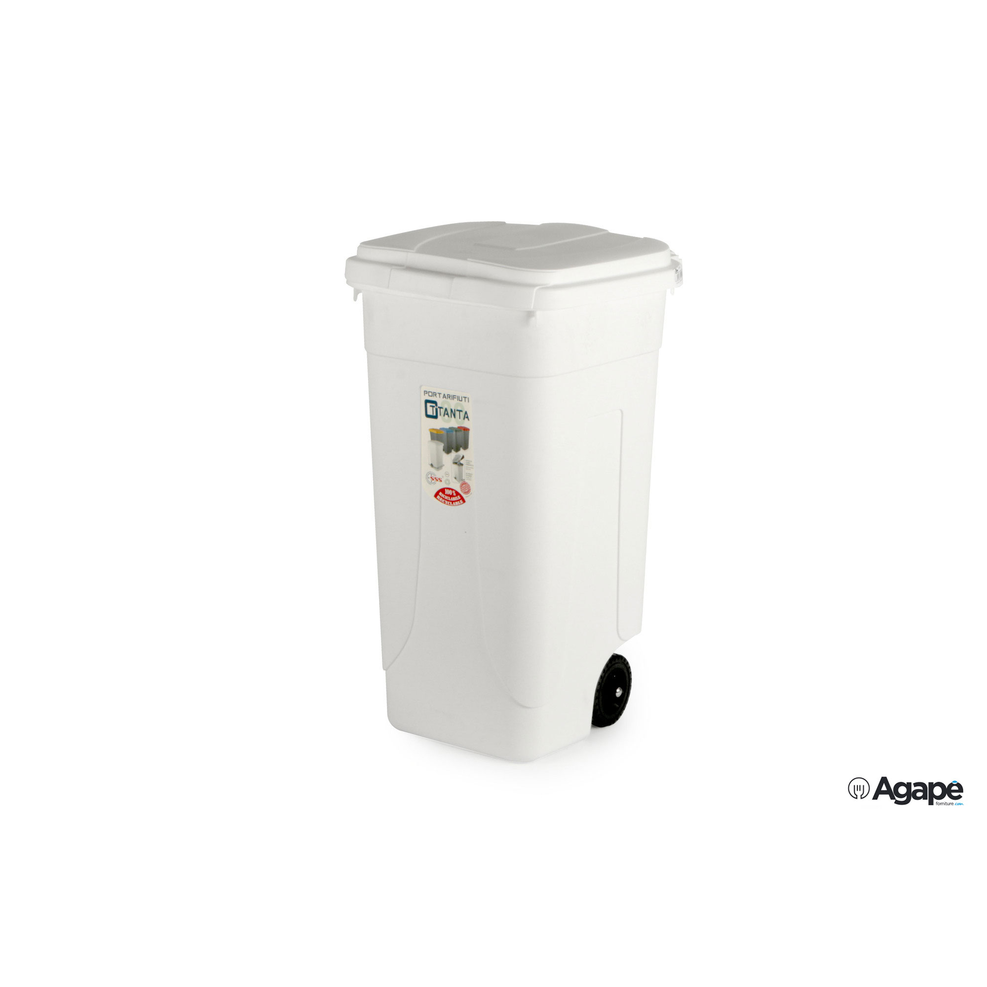Bidone Portarifiuti Bianco Lt.80 Con Coperchio 80-Bil - Shop Agape ...